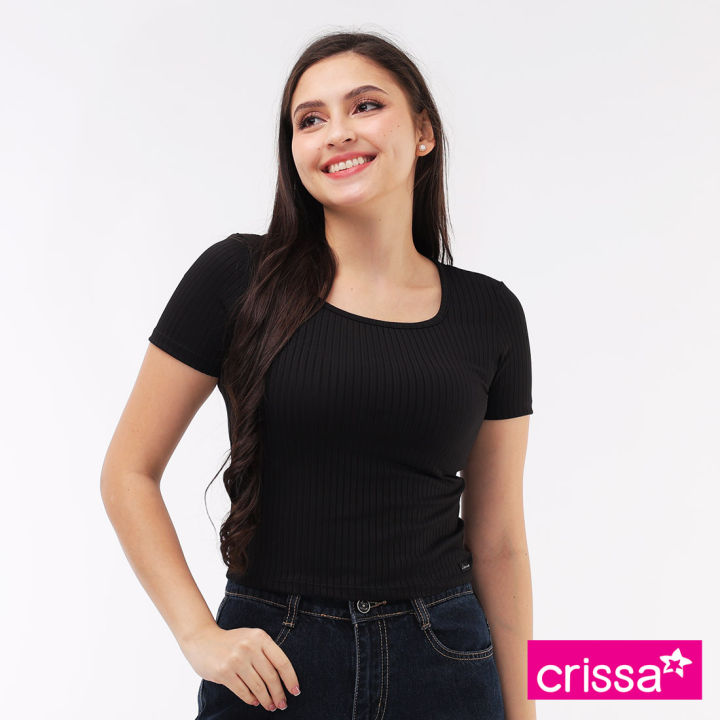 Crissa 4x4 Rib Knits Short Sleeves Top CSTT13-0042 | Lazada PH