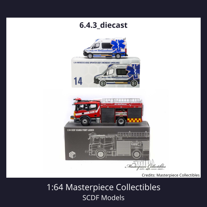 [Local Stock] 1:64 Masterpiece Collectibles SCDF Scania Pump Ladder ...