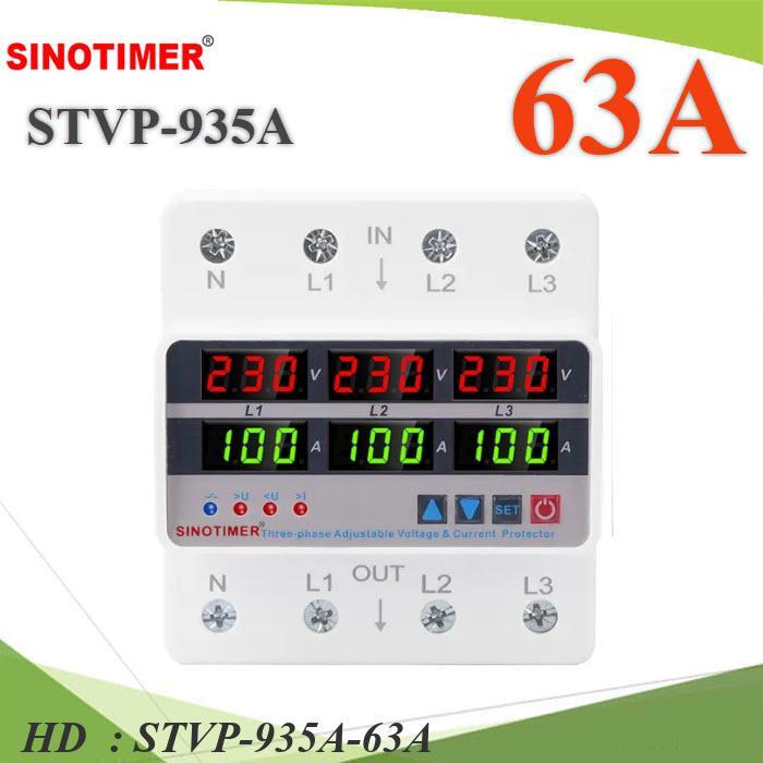 อุปกรณ์ป้องกัน แบบ 3เฟส แรงดันไฟฟ้า กระแสไฟฟ้า STVP-935A Sinotimer 63A HD | Lazada.co.th