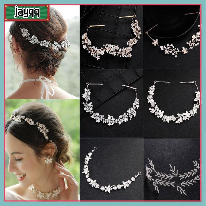 JAYQQ แฟชั่น หมวกกันน็อก หูฟังสำหรับผู้หญิง ผ้าโพกศีรษะดอกไม้ ที่คาดผมดอกไม้เจ้าสาว ที่คาดผม ...