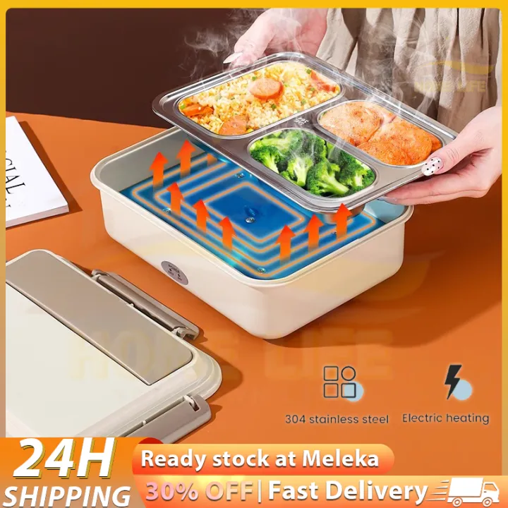 Electric Lunch Box Cooker | Cook Rice + Keep Warm + 3 Compartment | 304 ...