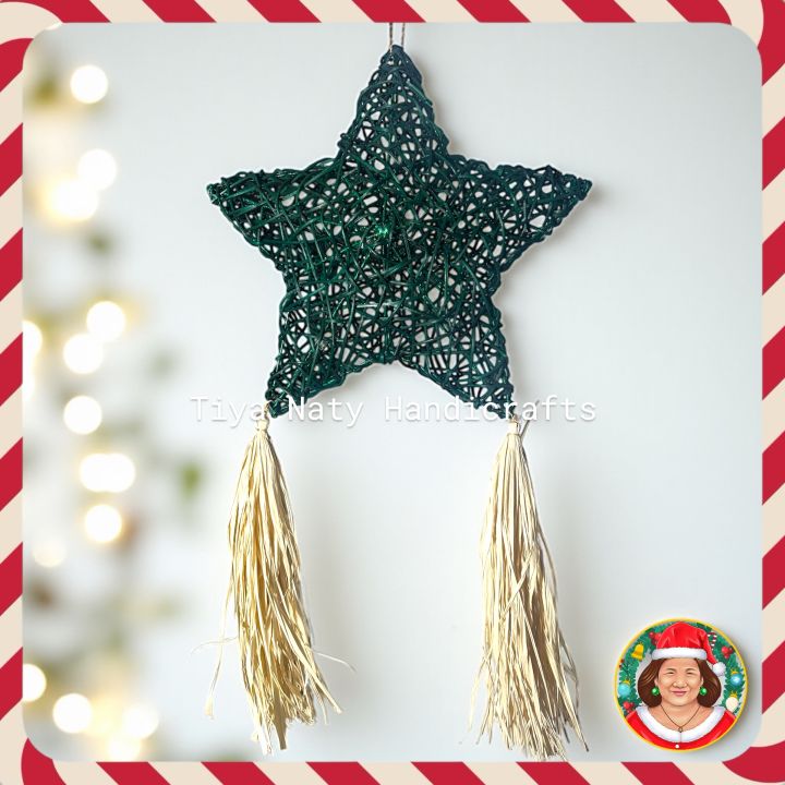 TIYA NATY 20-Inch Christmas Parol | Handmade Raffia, Rattan & Lupis ...