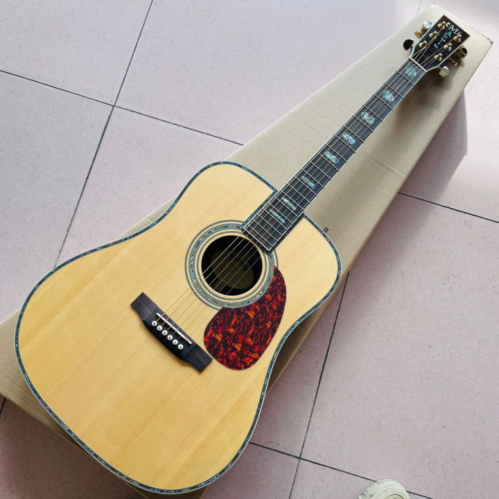 มาร์ตินหายาก D45ไม้สนแข็งธรรมชาติที่กีตาร์โปร่ง20เฟร็ตฝังหอยเป๋าฮื้อ ...