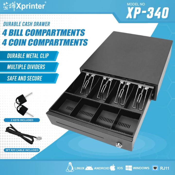 Xprinter POS Electric Cash Drawer 4Bills & 4coins Trays Manual ...