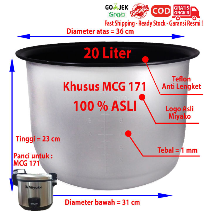 PANCI RICE COOKER MAGIC COM MIYAKO COSMOS 20 Liter MCG 171 Panci Miyako ...