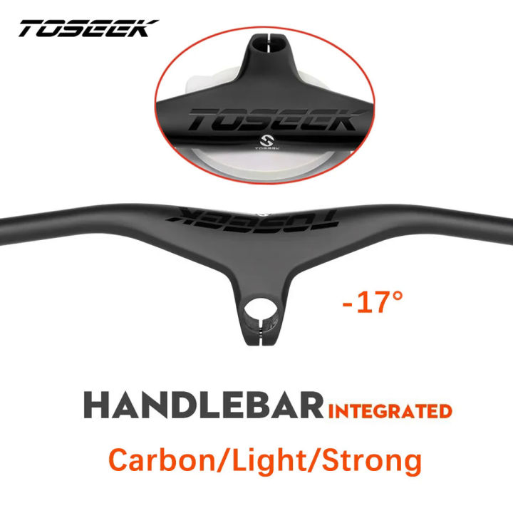 TOSEEK Bicycle Integrated Handlebar MTB Carbon Handlebar -17degree Mountain Bike 28.6mm Stem ...