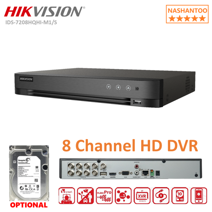 HIKVISION IDS-7208HQHI-M1/S 1080p 8CH Turbo Acusense DVR, 8 Channel ...