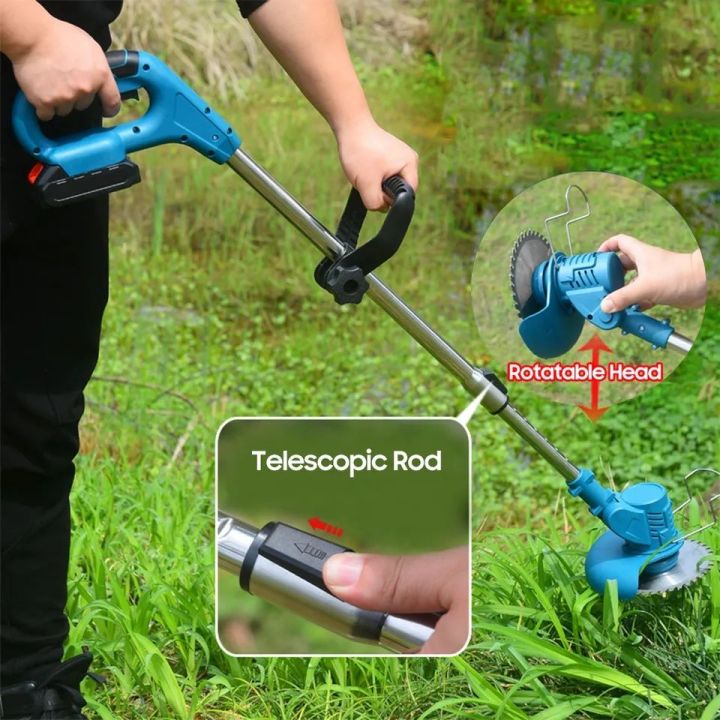 TJA Cordless Grass Trimmer Electric Lawn Mower Telescopic Fast Charger ...