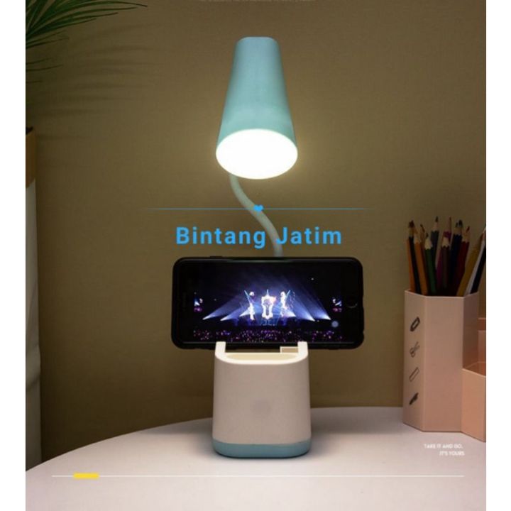 Lampu belajar tricolour sentuh 3warna tempat pulpen / Lampu meja led ...