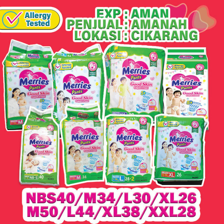 Merries Good Skin NBS-40/M32+2/L28+2/XL26/XXL28/L44 | Lazada Indonesia