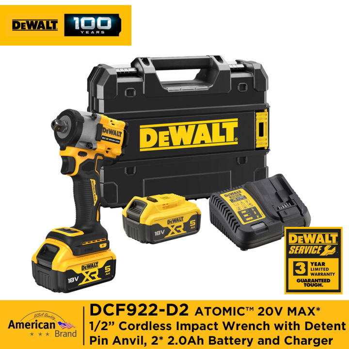 DEWALT DCF922D2-B1 ATOMIC™ 20V MAX* 1/2” Cordless Impact Wrench with ...