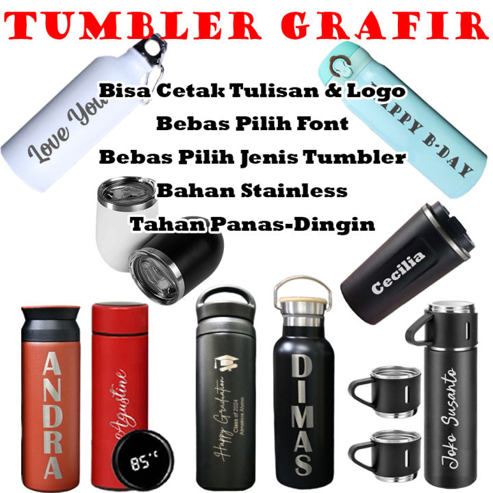 Cetak Grafir Tumbler / Botol Minum Stainless Request Cetak Ukir Laser ...