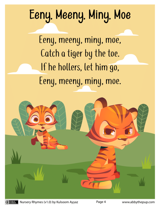 Eeny, Meeny, Miny, Moe Chart Nursery Rhymes A4 Laminated High Print ...