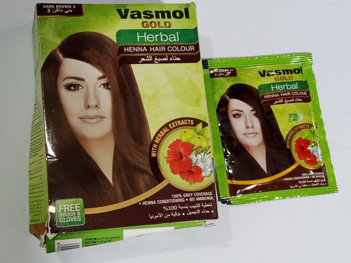 Vasmol Henna Hair Dye, natural black,dark brown 10g | Lazada PH