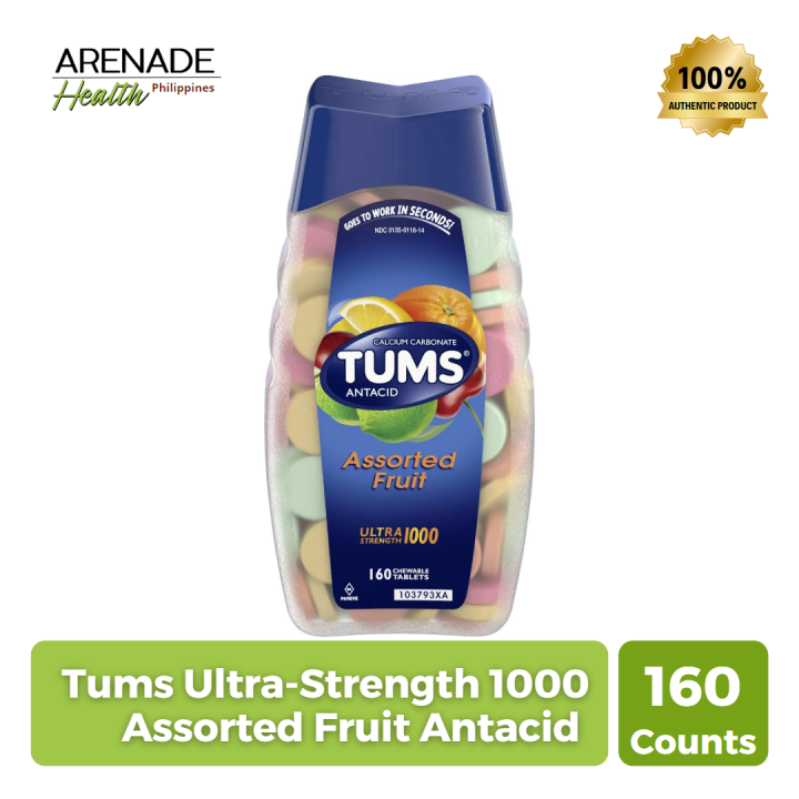 Tums Ultra-Strength 1000 Assorted Fruit Antacid Chewable Tablets (160 ...