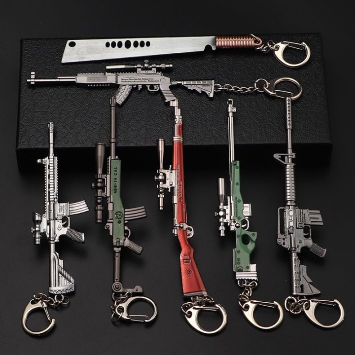 Weapon Rifle AKM Alloy Model KeyChains AK47 Toys Gun Keychains llaveros ...