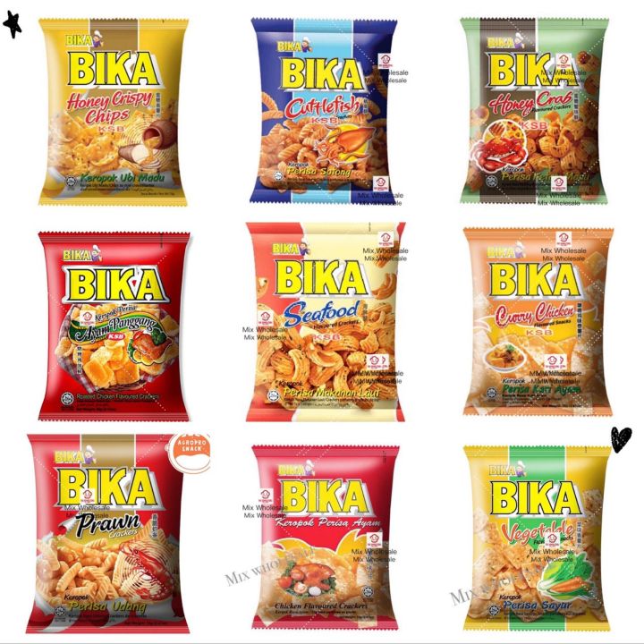 BIKA assorted flavour chicken / vegetables /chicken/cuttlefish/curry chicken/seafood 12g x30pcs ...
