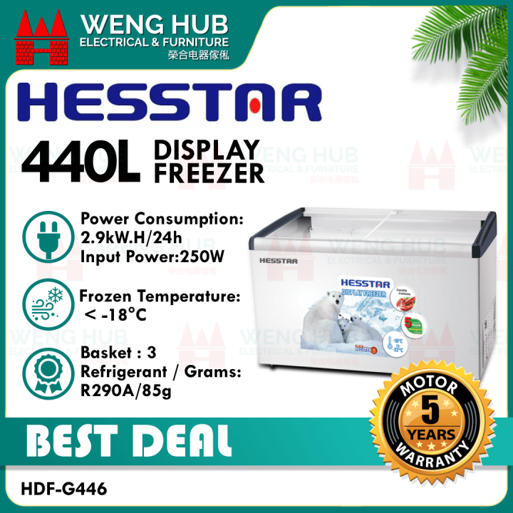 Hesstar 440L Glass Door Display Freezer HDF-G446 | Lazada