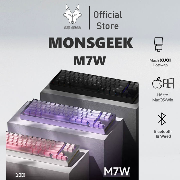 Bàn phím cơ không dây Monsgeek M7W | Case Nhôm | 3 Modes | Mạch Xuôi ...