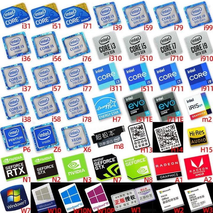 Laptop desktop Core 10 11 generation CPU label core I9 I7 I5 RTX ...