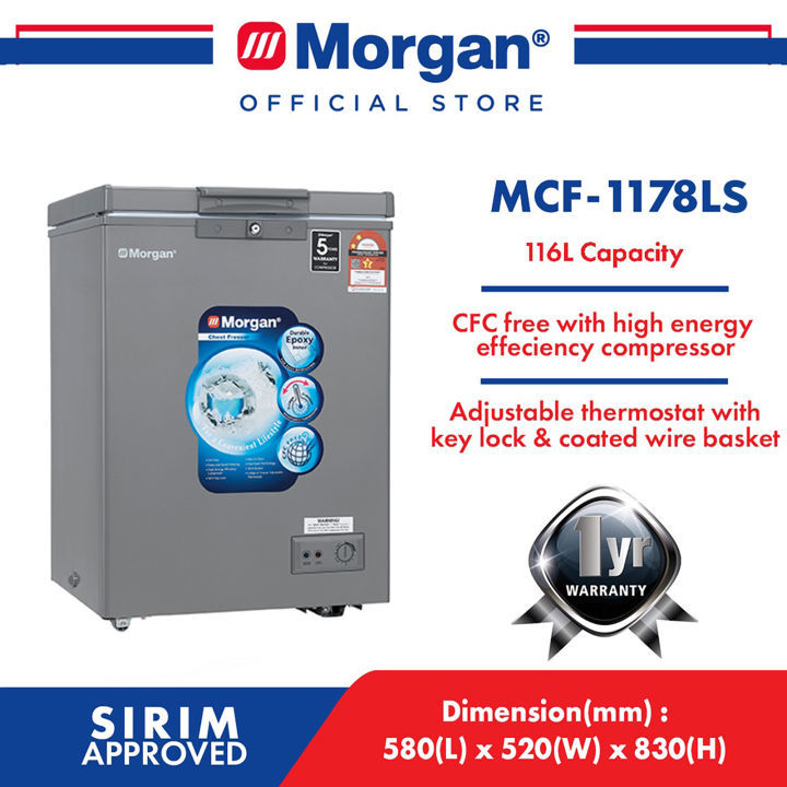 MORGAN MCF-1178LS 116L DUO FUNCTION CHEST FREEZER / FRIDGE PETI BEKU ...