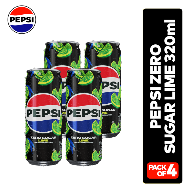 Pepsi Zero Sugar Lime 320ml in Can - Pack of 4 | Lazada PH