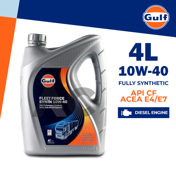 GULF FLEET FORCE SYNTH 10W-40 4 Liters Fully Synthetic Engine Oil for ...