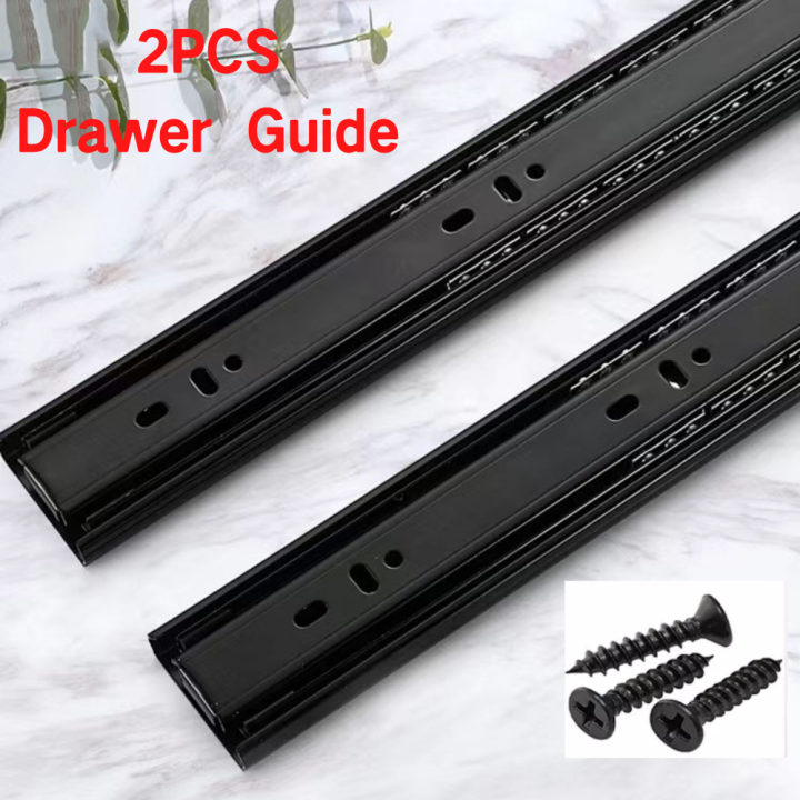 2 pcs Drawer Guide Drawer Slide 3 Fold Full Extension Steel Ball ...