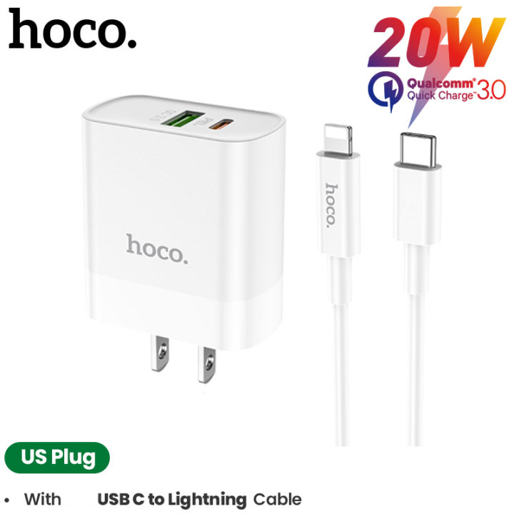 HOCO Sạc Nhanh QC 3.0 USB 20W Sạc Tường Nhanh Với Cáp Type-C Đến Lightning PD Bộ Chuyển Đổi Sạc ...