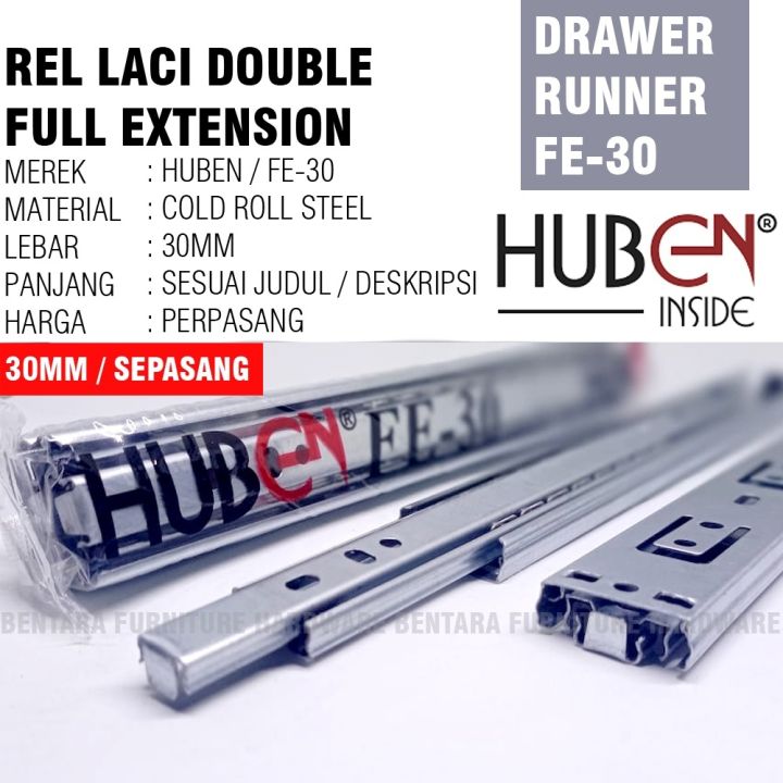 HUBEN FE-30 30 CM REL LACI DOBEL EKONOMIS GREY- BALL BEARING DOUBLE ...