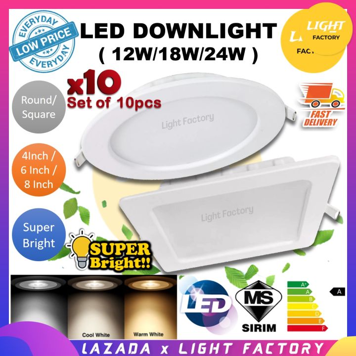 {3 YEARS WARRANTY} [SET 10pcs] SIRIM APPROVED LED Downlight 12W | 18W ...