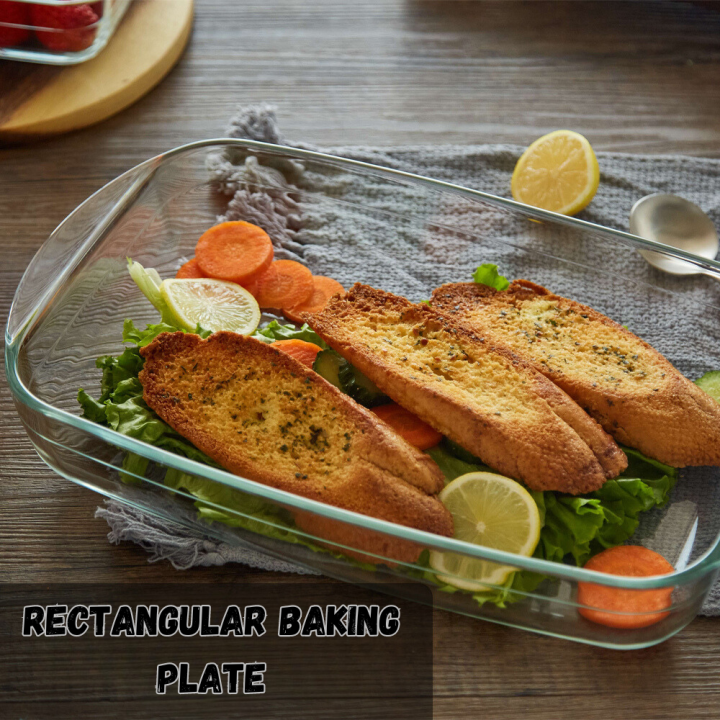 Borosilicate Glass Multipurpose Rectangular Attractive Baking Plate Snack Bread Pan Oven-Safe ...