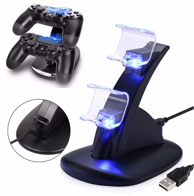 LED Dual USB Charger Dock Charging Stand for PS4 /PS4 Pro /PS4 Slim ...