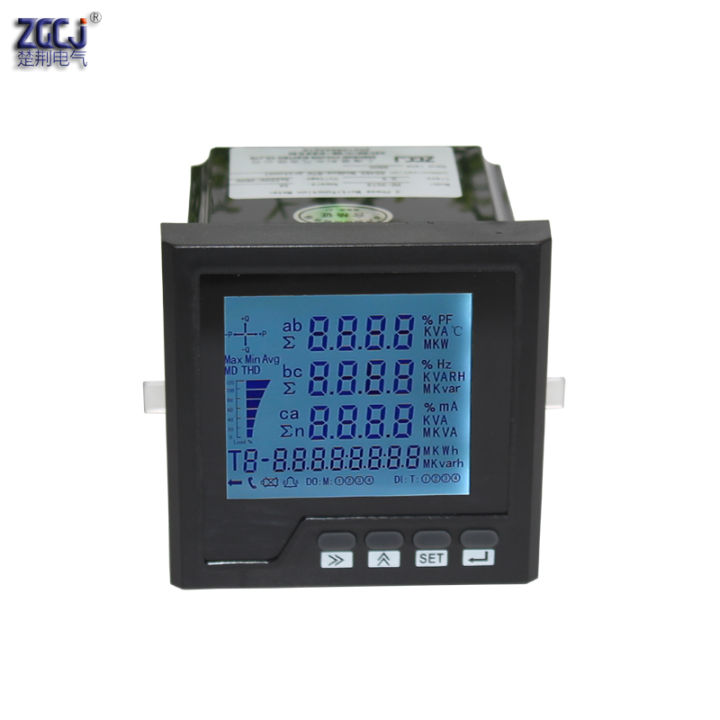 Black Case 3 Phase Multifunction Panel Meter Analyzer A V W Kwh Cos Hz Var Power Meter With ...