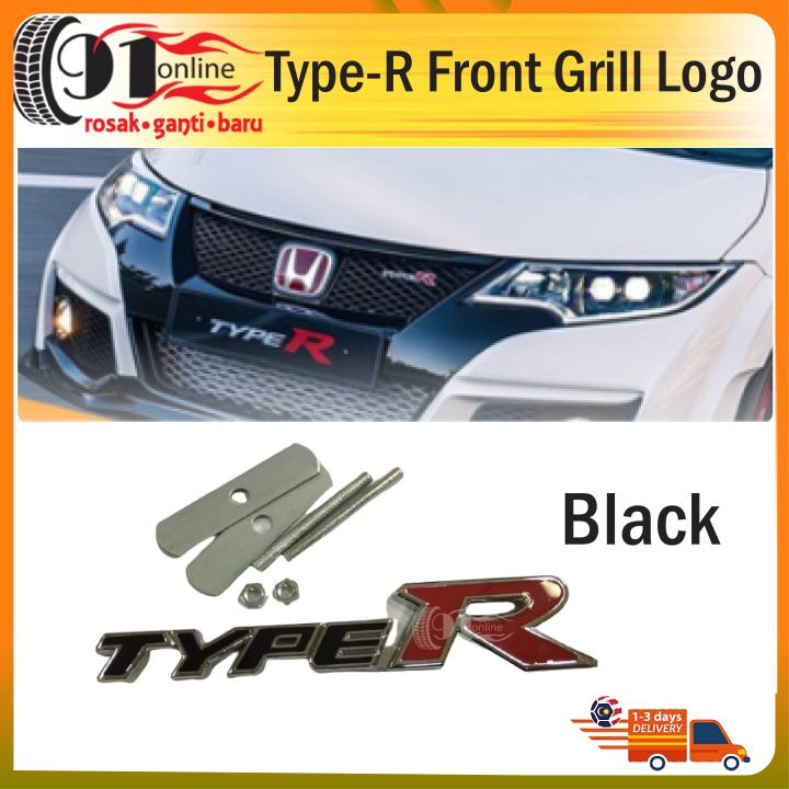 TYPE R Front Grille Logo Emblem 3D Metal (BLACK/WHITE) | Lazada