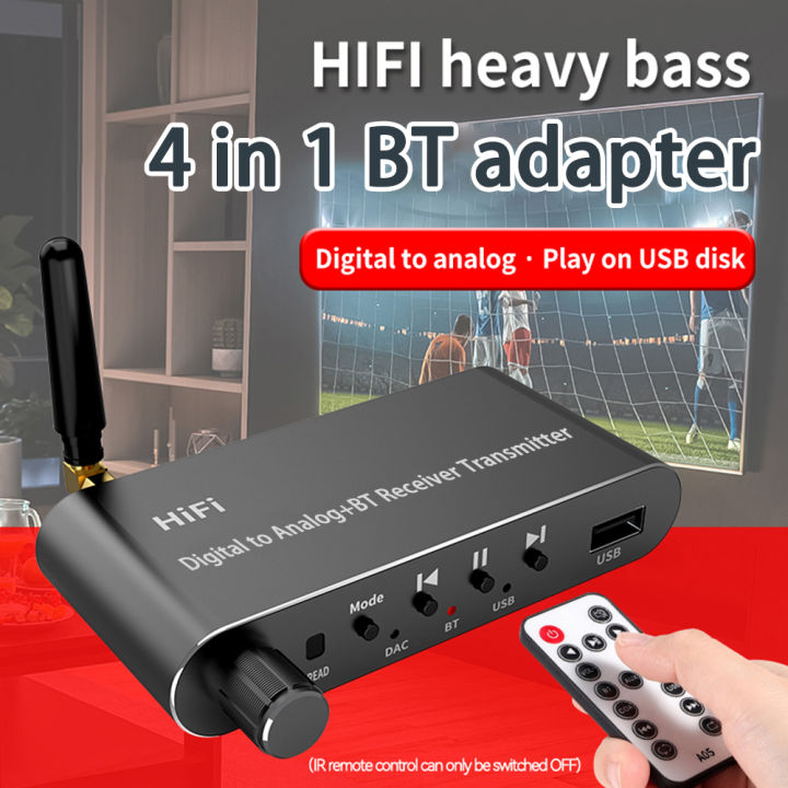 4 in 1 HD Bluetooth 5.1 Music Receiver Long Range Hi-Fi Audio Adapter ...