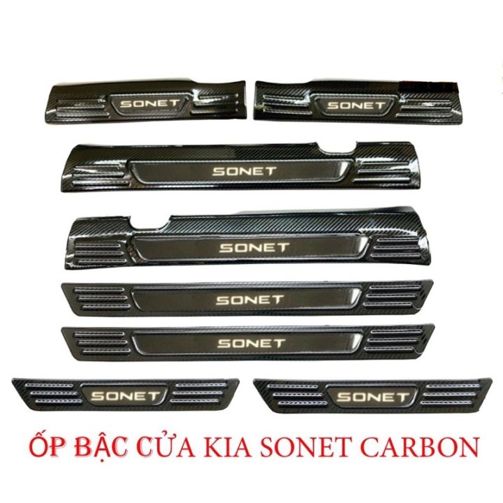 Kia Sonet Carbon ốp bậc và cốp (full logo đẹp) Phụ kiện trang trí dán ...