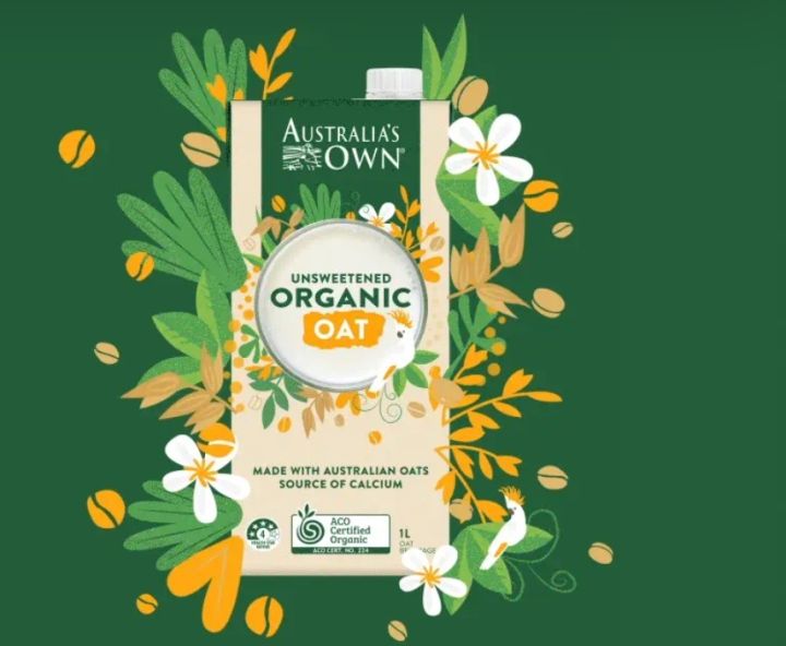 Australia's Own Unsweetened Organic Oat Milk, Source of Calcium 1 Liter ...