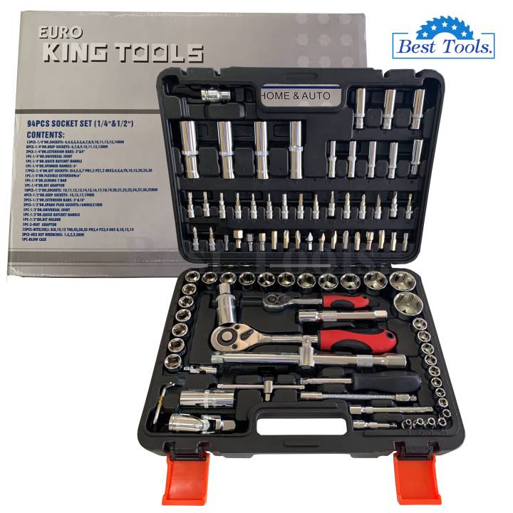 EURO KING TOOLS ชุดเครื่องมือ ประแจ ชุดบล็อก 94 ชิ้น แกน 1/4" และ 1/2 ...