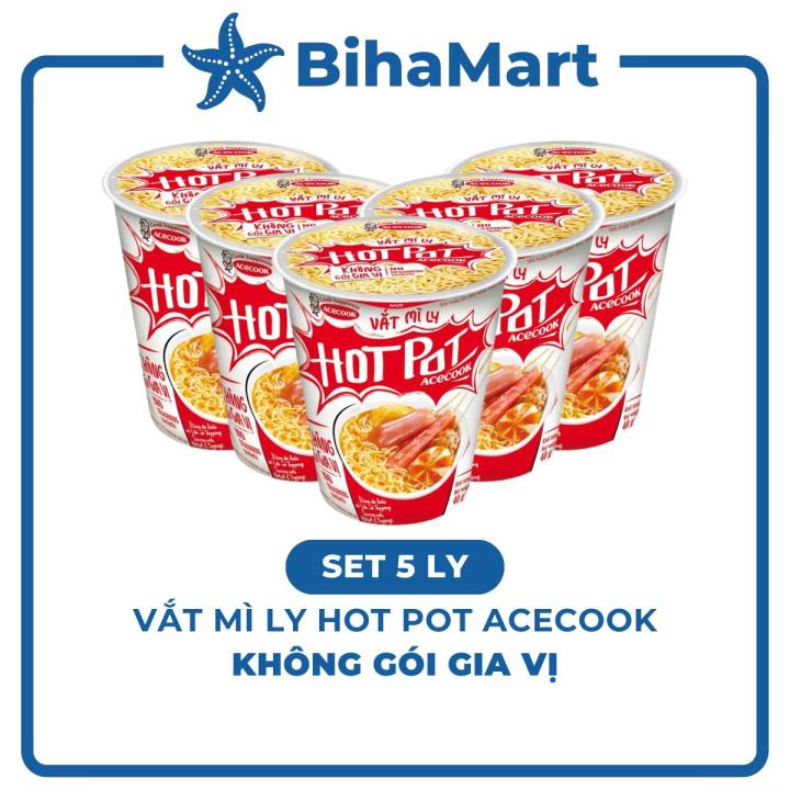 [SET 5 LY] - ACECOOK - Vắt mì ly Hot Pot Acecook không gói gia vị, Mì ...