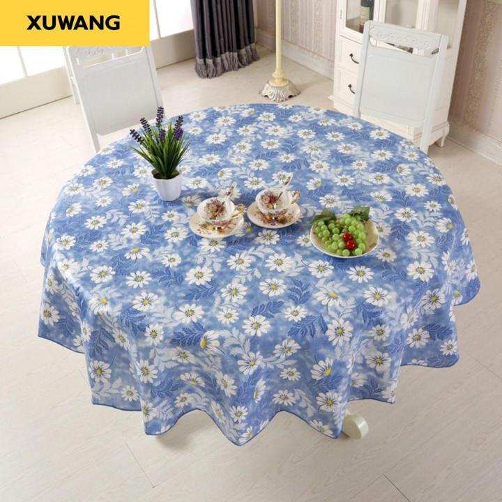 TROVES Waterproof Printed Tablecloth Flower Pattern Oil-proof Round ...