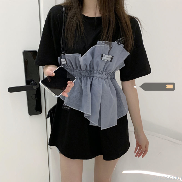 เสื้อเชิ้ต T mesh women's belly cover slim top short sleeves pure ...
