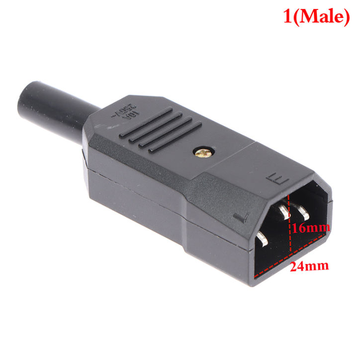 YANGJT AC 3Pin Socket Straight Cable Plug Connector C13 C14 10A 250V ...