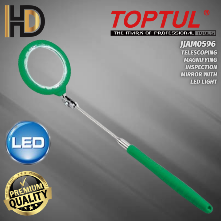 TOPTUL Telescoping Magnifying Inspection Mirror With LED Light ...