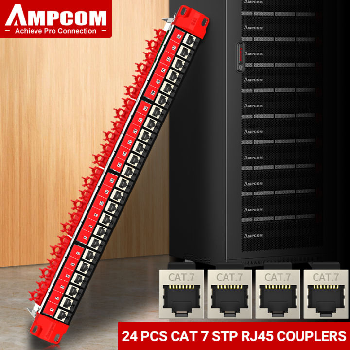 AMPCOM Patch Panel, 24 Port Patch Panel Pass-Through, RJ45 STP Thru ...