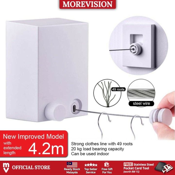 Retractable Clothesline Clothes Hanger Stainless Steel String Dryer ...