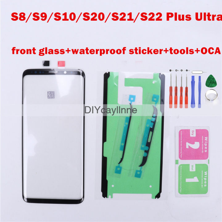 Front Glass with OCA Glue for Samsung Galaxy S8 S9 S10 S20 S21 S22 Plus Ultra Outer Screen ...