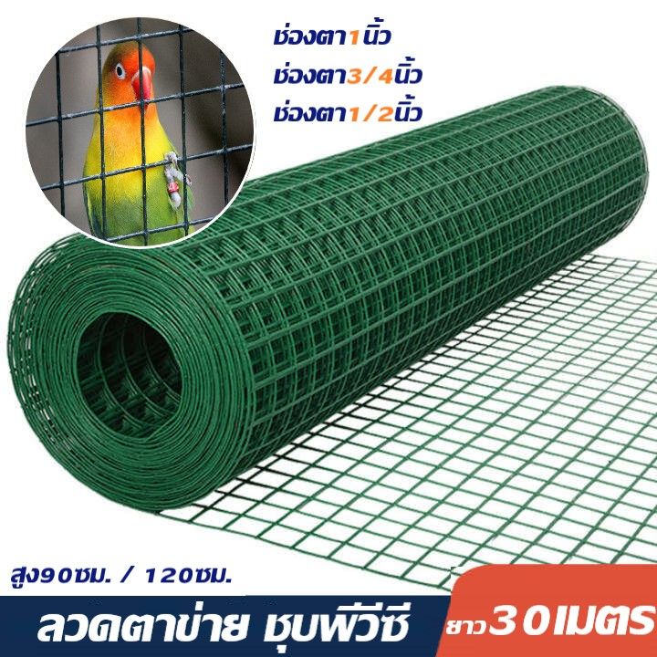 ลวดตาข่ายสี่เหลี่ยม(ยาว30เมตร) ลวดชุบPVC ตาข่ายเหล็ก ตาข่ายลวดกรงไก่ ...