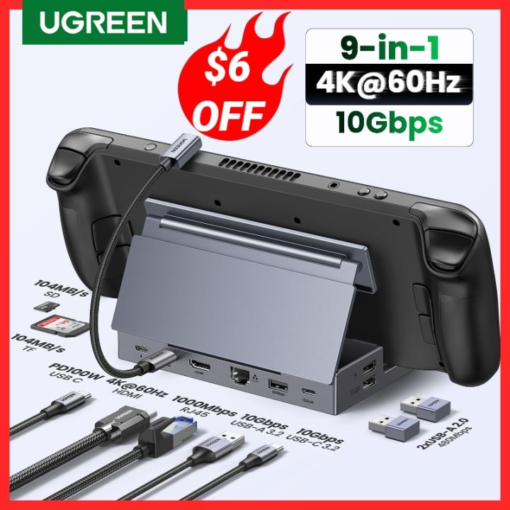 UGREEN Steam Deck Dock 4K60hz 9 Ports RJ45 PD100W USB C HUB Compatible ...
