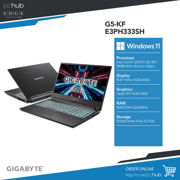 Gigabyte G5-KF E3PH333SH, i5 12500H, rtx 4060 8gb, 8gb, 512gb ssd, 15.6" 144hz, w11 | Lazada PH
